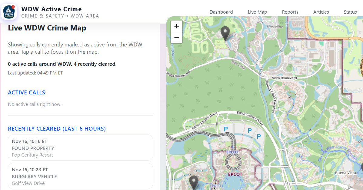 WDWActiveCrime • Live WDW Crime & Safety Tracker